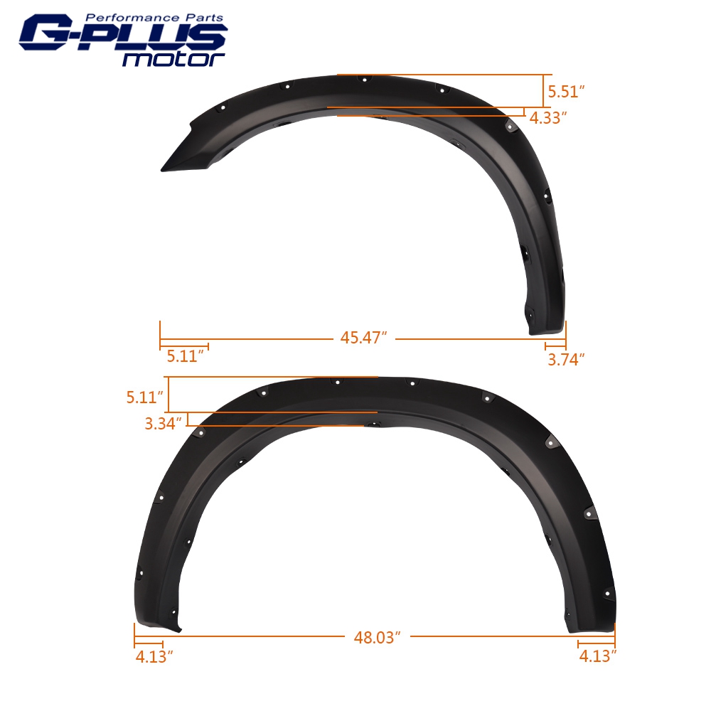 Smooth Black For 2010-2017 Dodge Ram 2500/3500 Pocket Rivet Bolt On ...